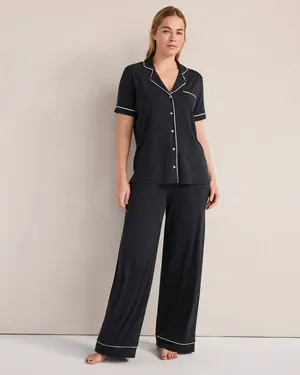 HAVEN WELL WITHIN Calm & Cool Notch Collar Pajama Top - Nightfall