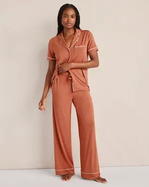 HAVEN WELL WITHIN Calm & Cool Notch Collar Pajama Top - Nightfall