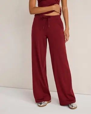 HAVEN WELL WITHIN Drawstring Wide Leg Pants - Syrah