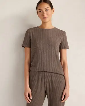 HAVEN WELL WITHIN Rib Knit Top - Walnut Hthr