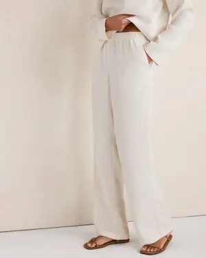 HAVEN WELL WITHIN Viscose Linen Wide Leg Pants