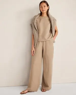 HAVEN WELL WITHIN Linen Blend Dobby Short Sleeve Top - Nightfall