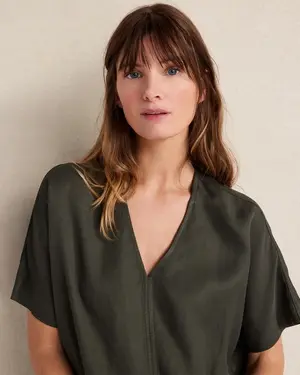 HAVEN WELL WITHIN Viscose Linen V-neck Top