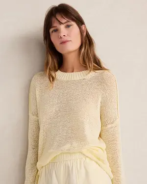 HAVEN WELL WITHIN Linen Tape Yarn Crewneck Sweater - Straw