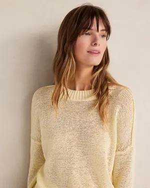 HAVEN WELL WITHIN Linen Tape Yarn Crewneck Sweater - Straw