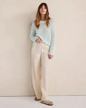 HAVEN WELL WITHIN Linen Tape Yarn Crewneck Sweater - Straw