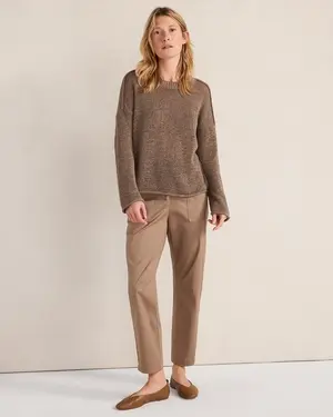 HAVEN WELL WITHIN Linen Tape Yarn Crewneck Sweater - Sugar Chestnut