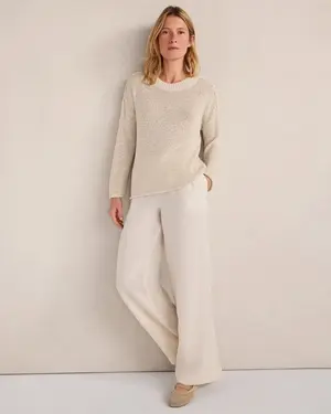 HAVEN WELL WITHIN Linen Tape Yarn Crewneck Sweater - Sugar Chestnut