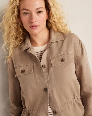 HAVEN WELL WITHIN Linen Blend Dobby Jacket With Button Flap Pockets