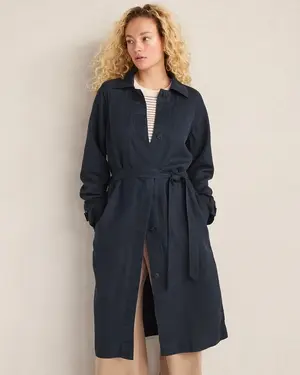 HAVEN WELL WITHIN Linen Blend Dobby Trench Coat - Nightfall