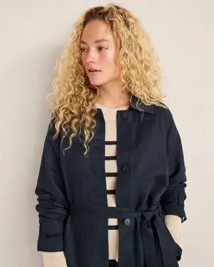 HAVEN WELL WITHIN Linen Blend Dobby Trench Coat - Nightfall