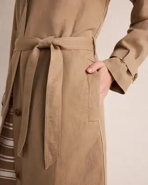 HAVEN WELL WITHIN Linen Blend Dobby Trench Coat - Nightfall