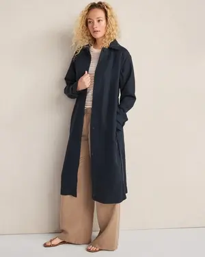 HAVEN WELL WITHIN Linen Blend Dobby Trench Coat - Nightfall