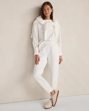 HAVEN WELL WITHIN Soft-brushed Fleece Pleated Crewneck