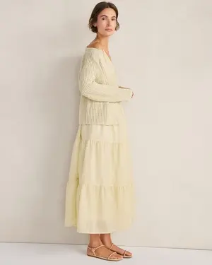 HAVEN WELL WITHIN Cotton Tape Yarn V-neck Cardigan - Muslin