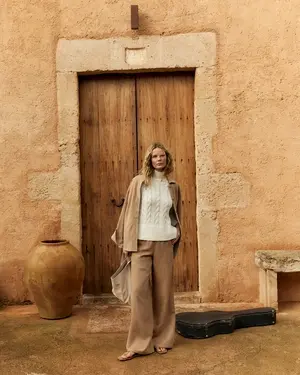 HAVEN WELL WITHIN Linen Blend Dobby Wide Leg Pants - Nightfall