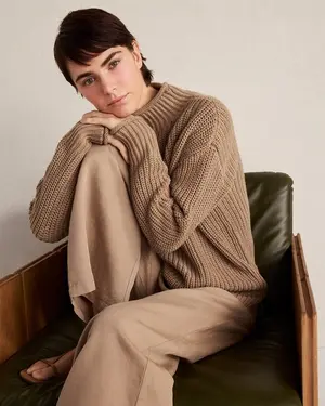 HAVEN WELL WITHIN Linen Blend Dobby Wide Leg Pants - Nightfall