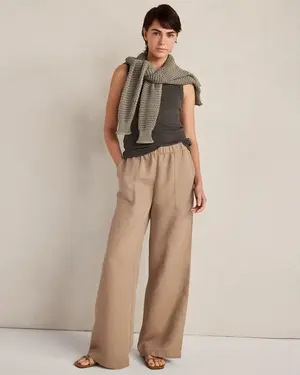 HAVEN WELL WITHIN Linen Blend Dobby Wide Leg Pants - Nightfall