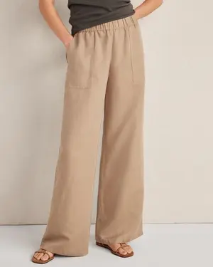 HAVEN WELL WITHIN Linen Blend Dobby Wide Leg Pants - Rope
