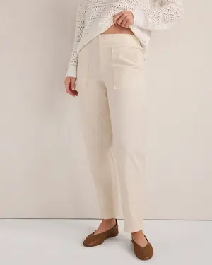 HAVEN WELL WITHIN Organic Cotton Twill Slim Barrel Leg Pants - Sandstone