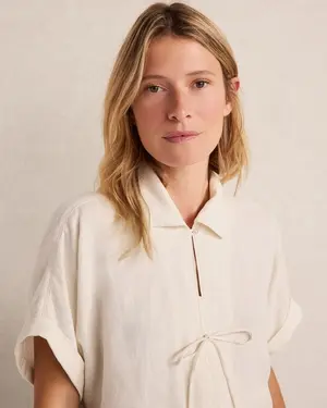 HAVEN WELL WITHIN Linen Tie-front Top