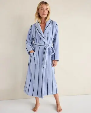 HAVEN WELL WITHIN Plush Terry Striped Robe - Wave,nightfall