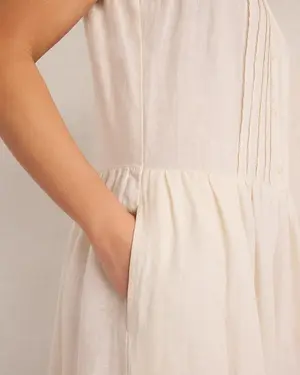 HAVEN WELL WITHIN Linen Pintuck Midi Dress