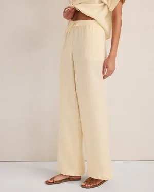 HAVEN WELL WITHIN Linen Wide Leg Pants - Corn Stalk