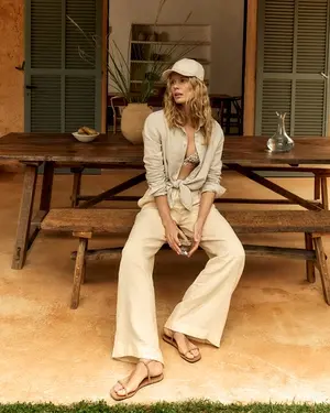 HAVEN WELL WITHIN Linen Wide Leg Pants - Sandstone