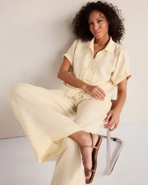HAVEN WELL WITHIN Linen Wide Leg Pants - Sandstone