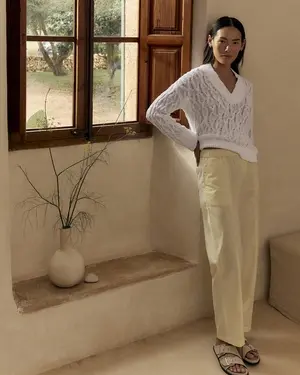 HAVEN WELL WITHIN Organic Cotton Twill Tapered Pants