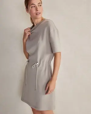 Varley Maple Dress With Crewneck And Drawstring Waist