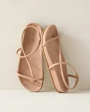 HAVEN WELL WITHIN Strappy Leather Molded Sandals - Celery Leaf