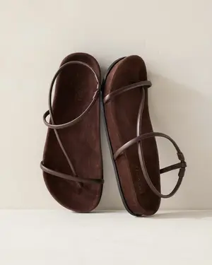 HAVEN WELL WITHIN Strappy Leather Molded Sandals - Celery Leaf