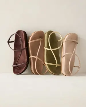 HAVEN WELL WITHIN Strappy Leather Molded Sandals - Celery Leaf