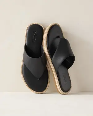 ESPA Leather Espadrille Sandals - Black