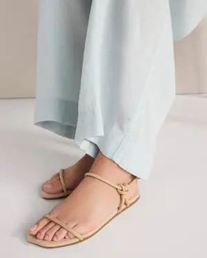 HAVEN WELL WITHIN Leather Double Strap Knot Sandals - Buff