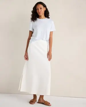 HAVEN WELL WITHIN Cotton Blend Textured Midi Skirt