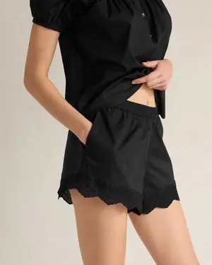 HAVEN WELL WITHIN Organic Cotton Poplin Embroidered Shorts