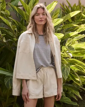 HAVEN WELL WITHIN Cotton Denim Boxy Jacket - Ecru