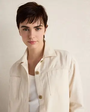HAVEN WELL WITHIN Cotton Denim Boxy Jacket - Ecru