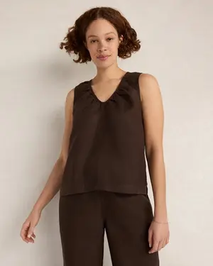 HAVEN WELL WITHIN Linen U-neck Tank Top - Coffee Bean