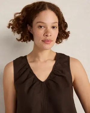 HAVEN WELL WITHIN Linen U-neck Tank Top - Coffee Bean