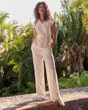 HAVEN WELL WITHIN Cotton Denim Barrel Leg Pants