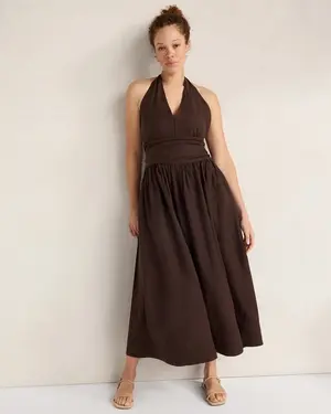 HAVEN WELL WITHIN Linen Halter Maxi Dress