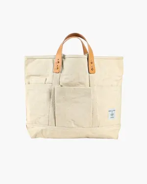 IMMODEST COTTON Construction Tote With Leather Handles