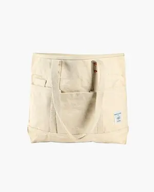 IMMODEST COTTON Construction Tote With Leather Handles
