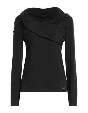 TWINSET Long Sleeve Gathered Crepe Top
