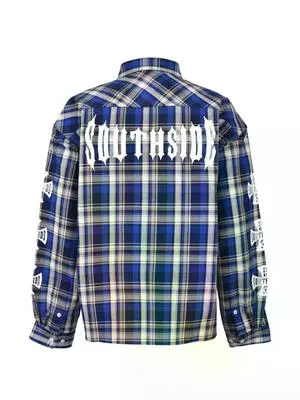 BREATH Check-print Logo-print Shirt - Blue