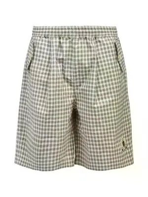 BREATH Check Pattern Logo-patch Wide Leg Shorts - Neutrals